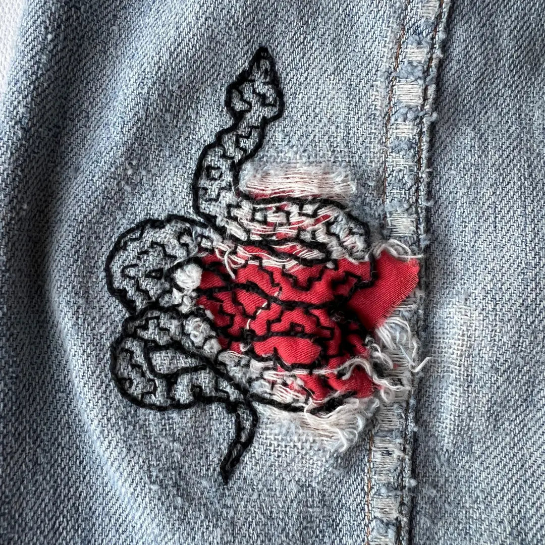 Sashiko Snake - Visible Mending Stick and Stitch Pattern – The Morose Bee